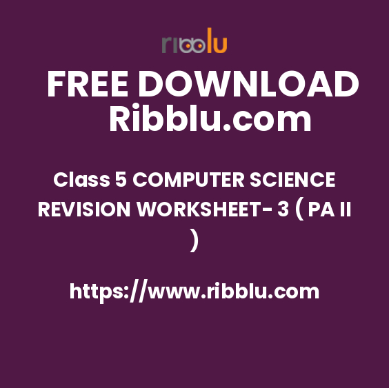 Class 5 COMPUTER SCIENCE REVISION WORKSHEET- 3 ( PA II )