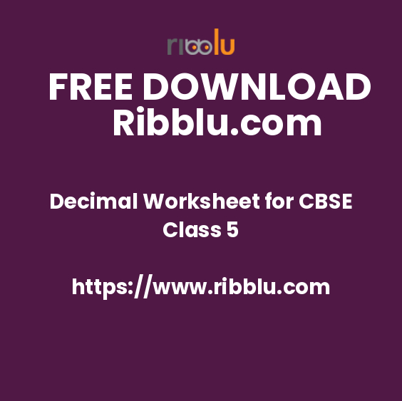 Decimal Worksheet for CBSE Class 5